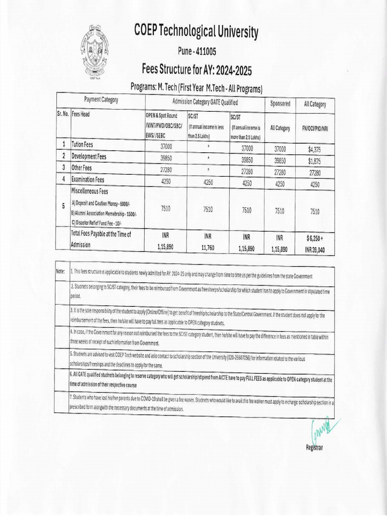 Fees MTech 24 25 Rotated | PDF