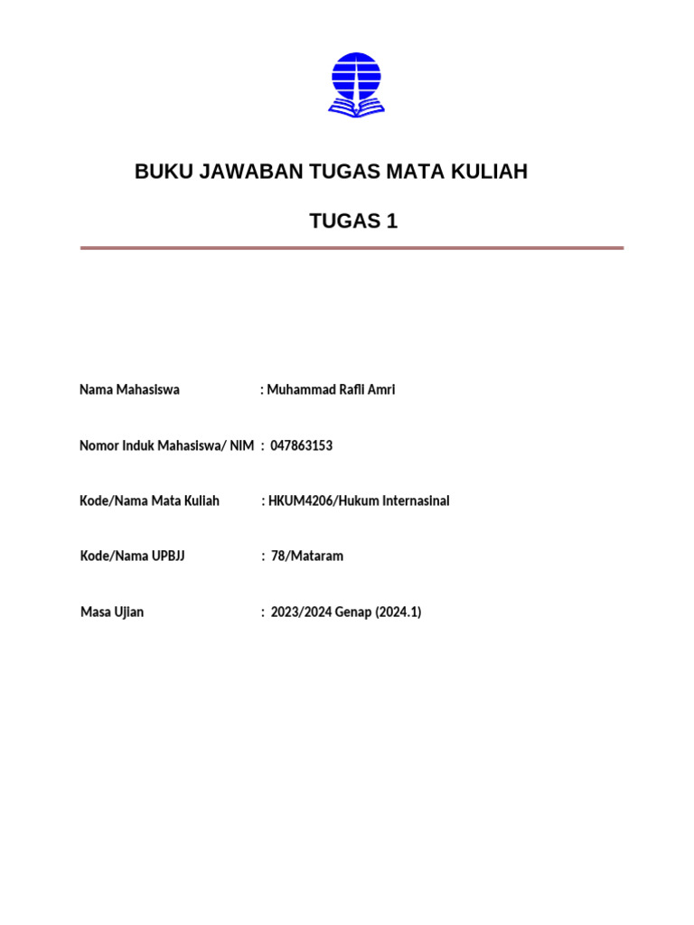 BJT - Tugas1 Hukum Internasional | PDF