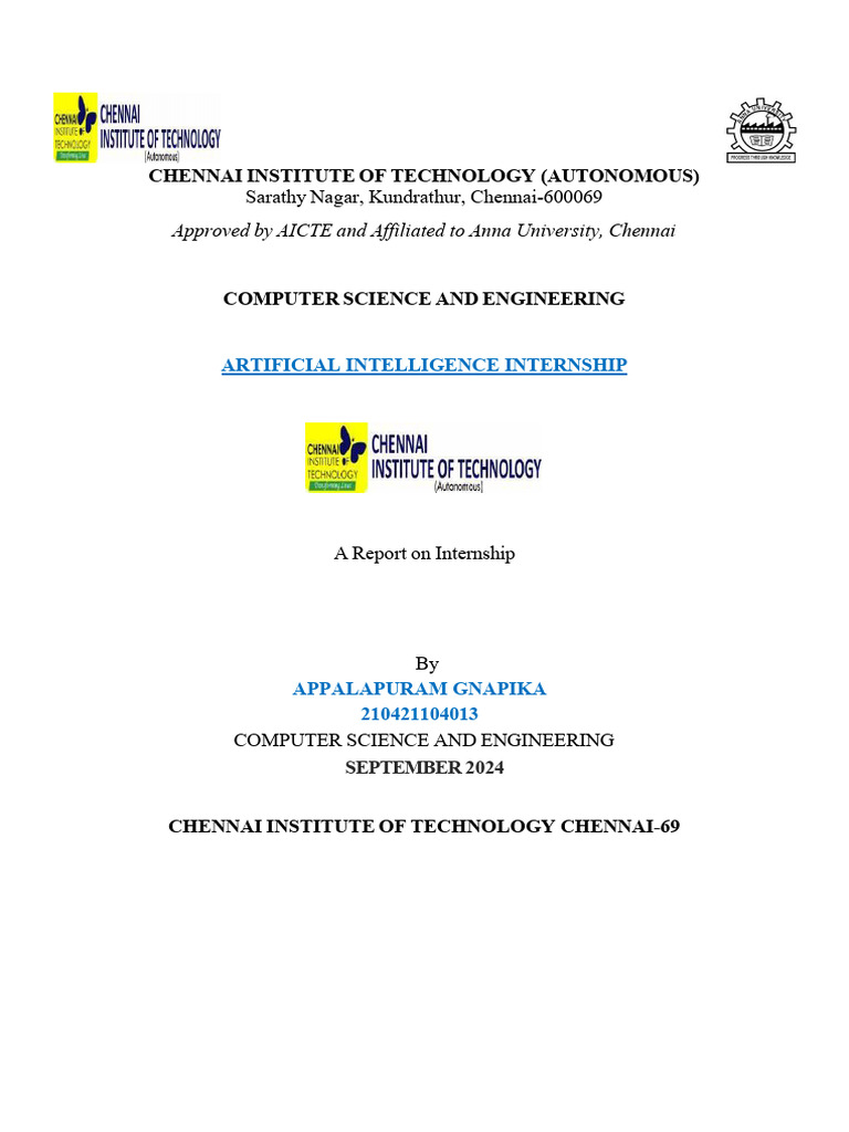 GNAPIKA INTERNSHIP REPORT-final | PDF | Python (Programming Language) | Machine Learning