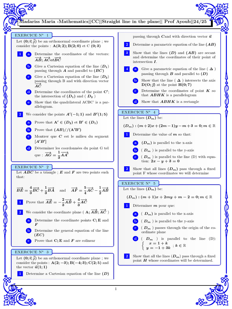 Devoir Maths | PDF | Euclidean Vector | Coordinate System