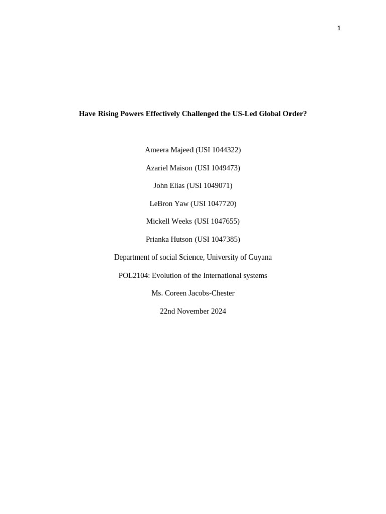 Group 10 BRICS long paper | PDF | Bric | International Relations