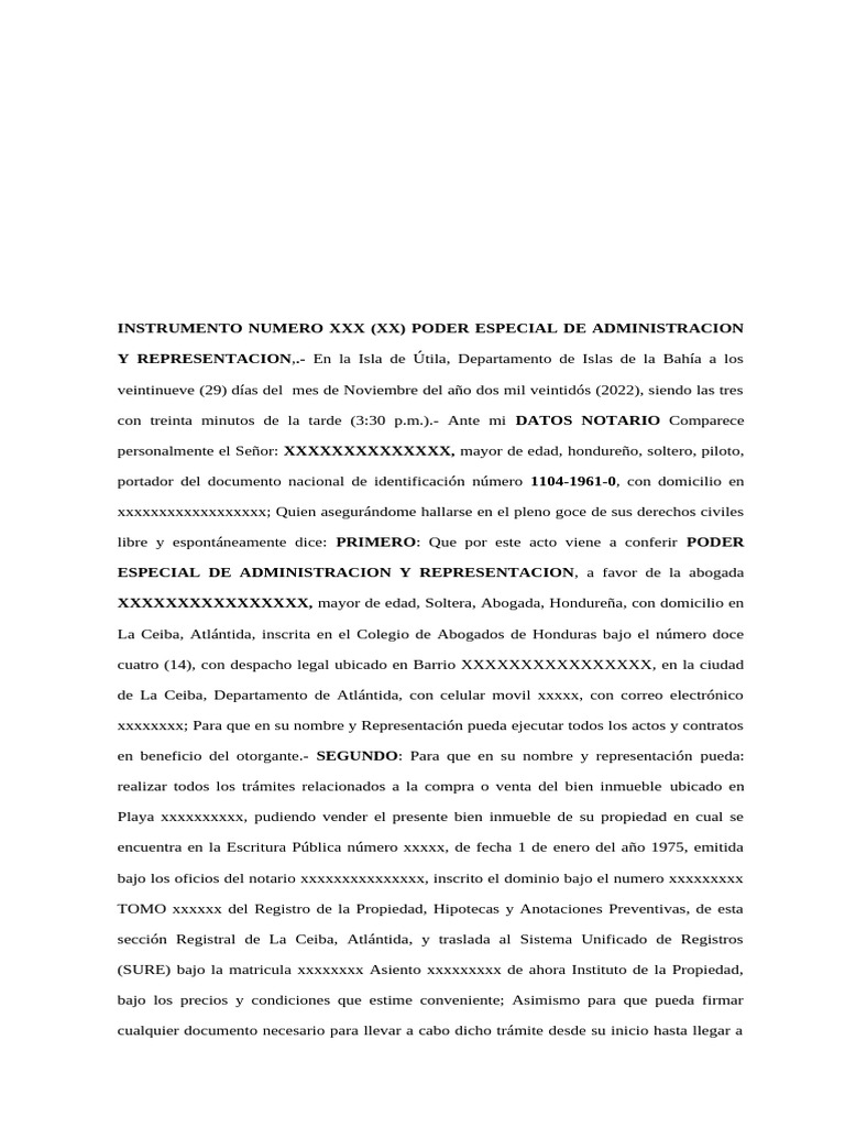 Poder Especial para Venta de Inmueble | PDF