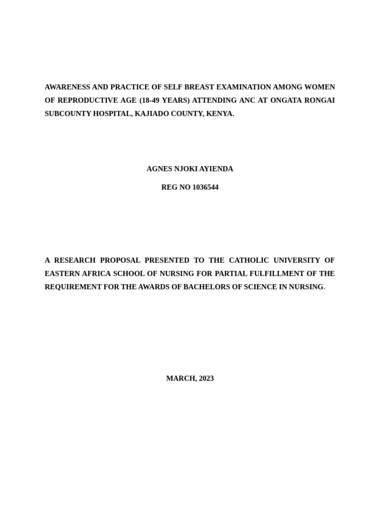AGNES NJOKI AYIENDA Proposal Final | PDF | Breast Cancer | Screening (Medicine)