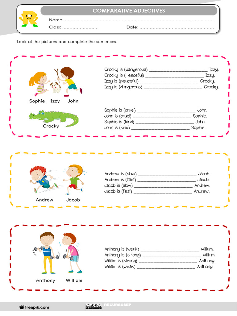 Comparative Adjectives Exercises for Grade 4 | PDF
