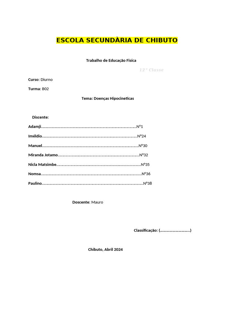 Escola Secundària de Chibuto | PDF