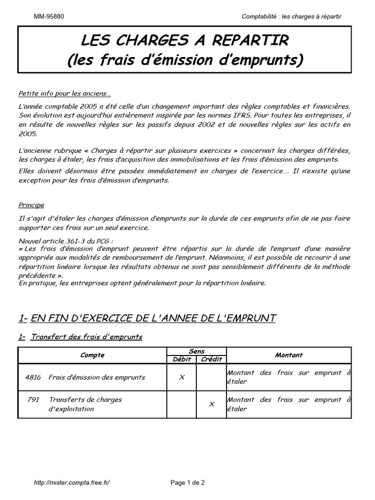 Charges à répartir en comptabilité | PDF | Prêts | Comptabilité