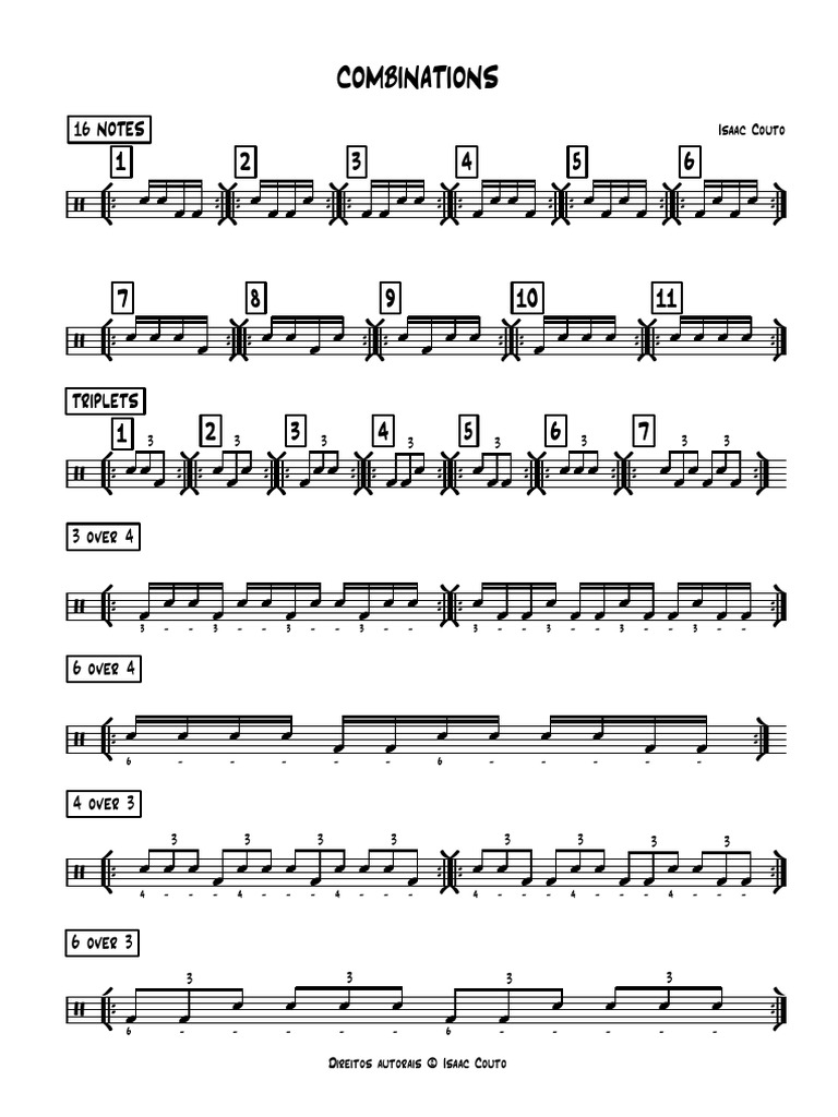 COMBINATIONS - Linear Drumming | PDF