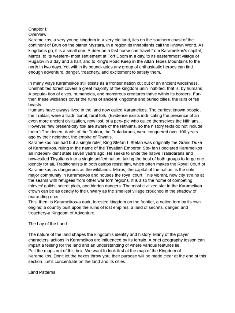 Karameikos - Capitolo 1 | PDF | Desert | Elf (Dungeons & Dragons)