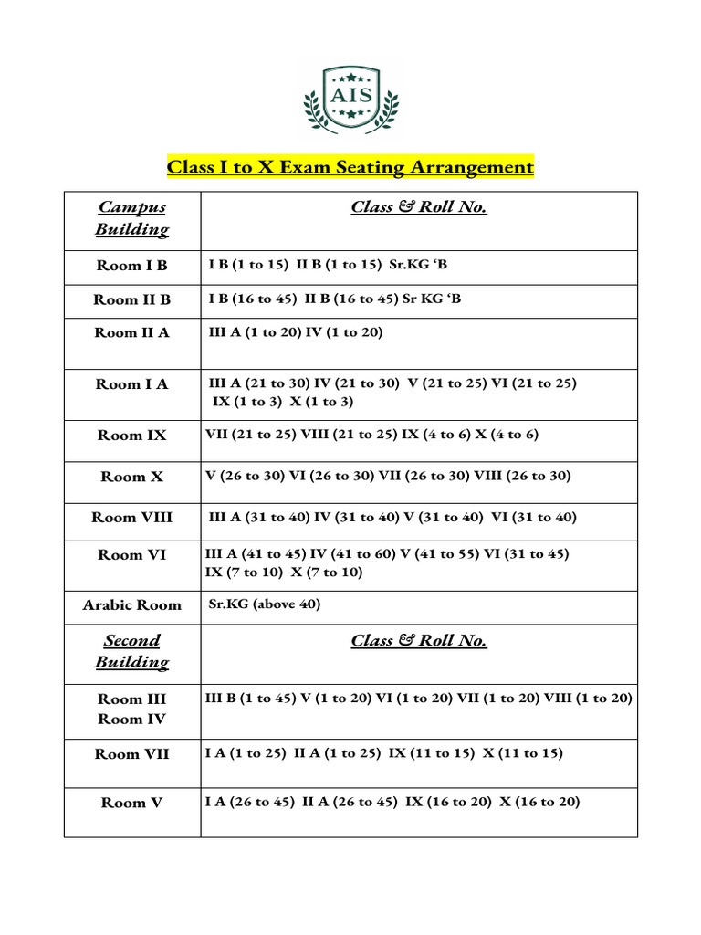 Exam Seat Plan | PDF