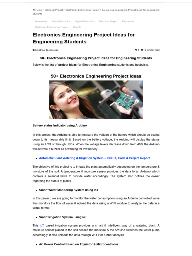 65+ Electronics Engineering Project Ideas For Engineering Students ...