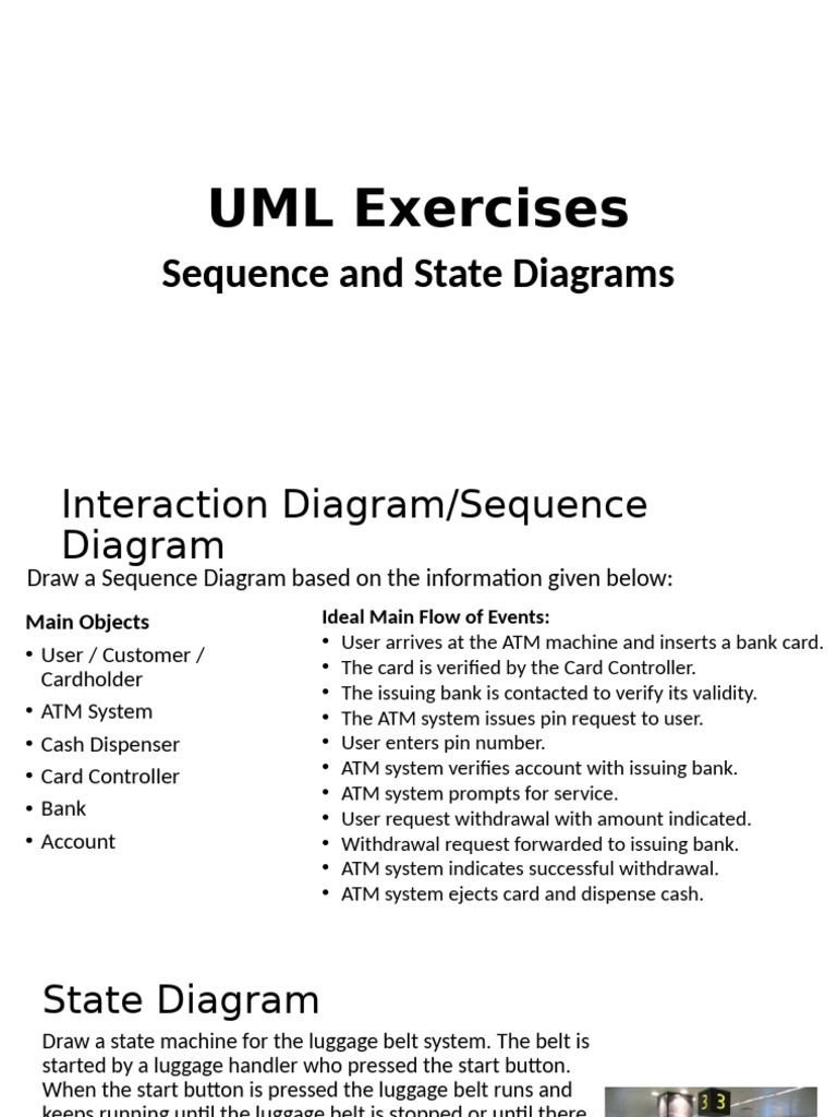 UML Diagram Exercises Sequence and State Diagrams | PDF