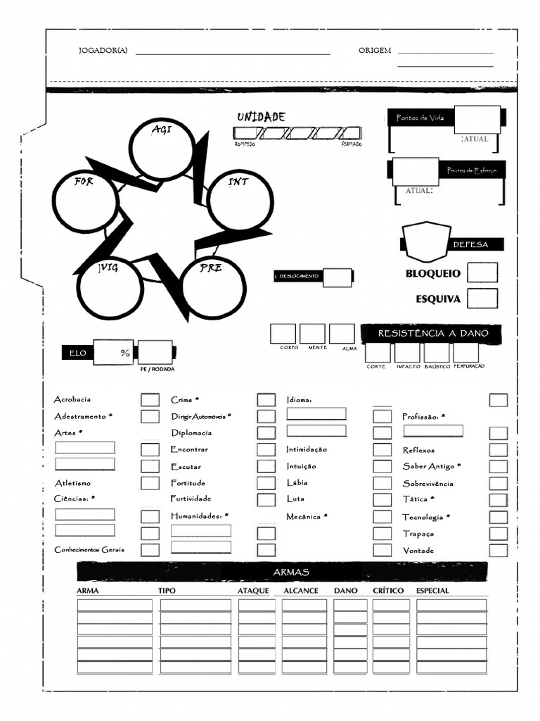 Ficha de Personagem RPG: Habilidades e Magias | PDF