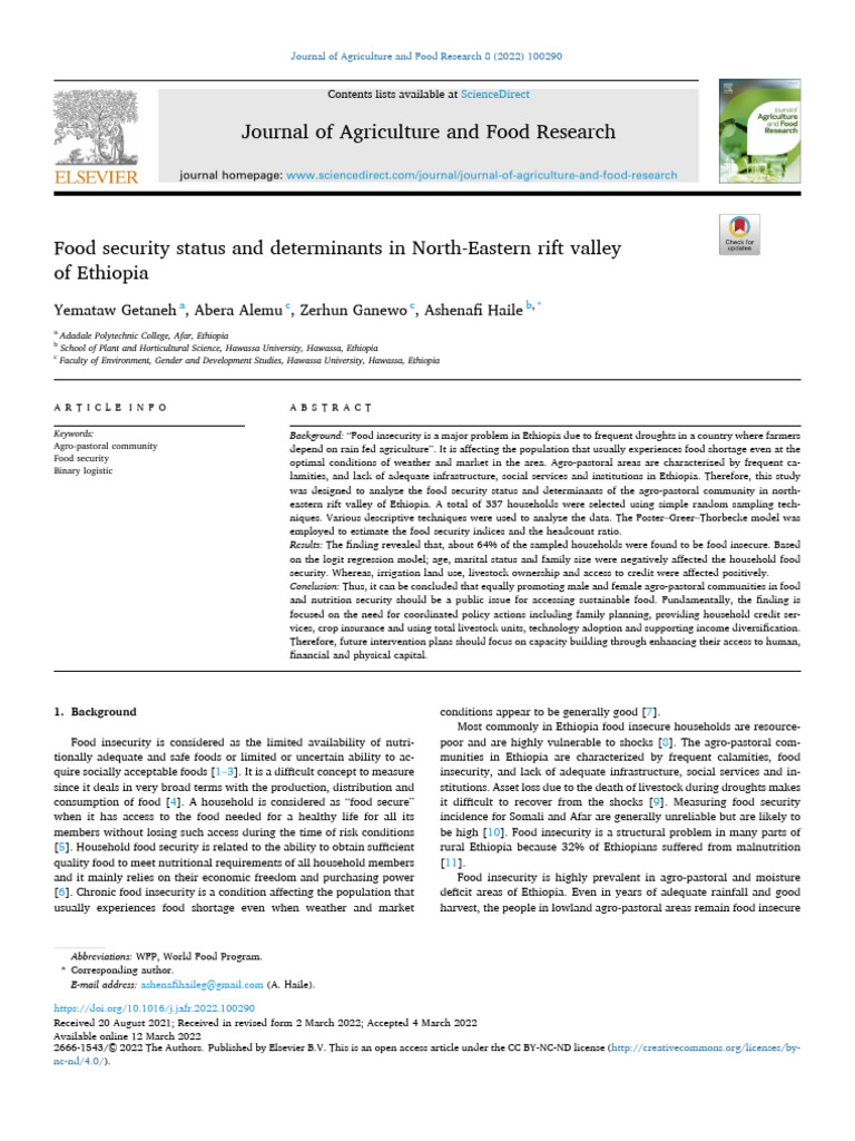 Food Security Determinants | PDF | Food Security | Logistic Regression