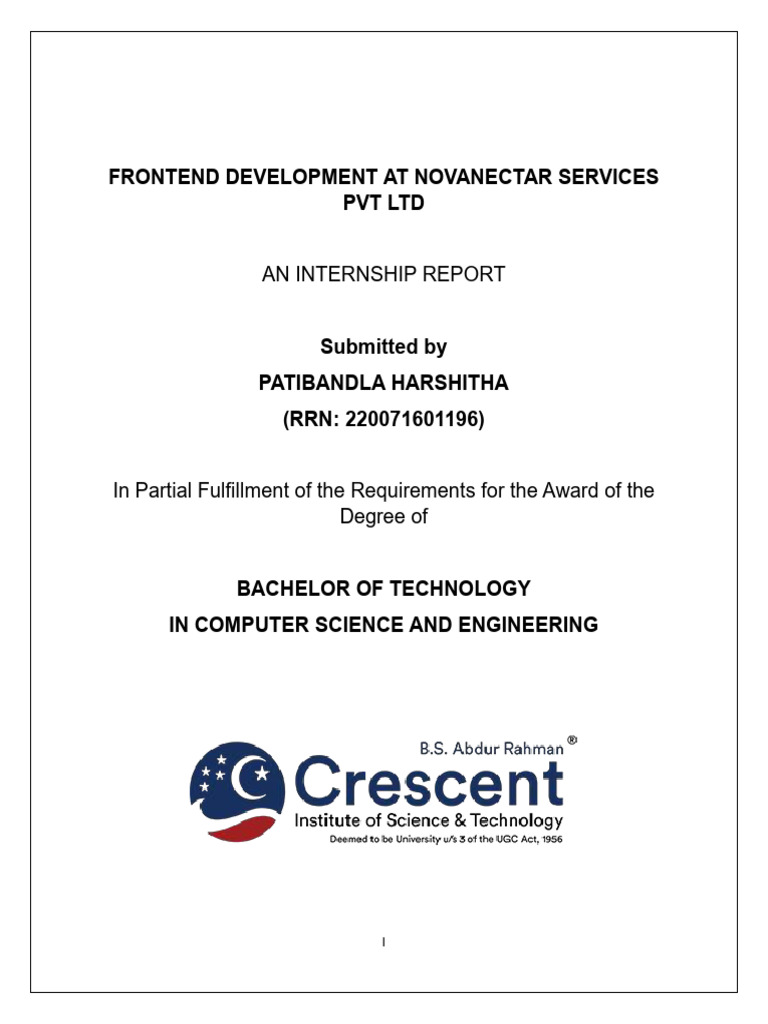 Frontend Development Internship Report | PDF | World Wide Web | Internet & Web