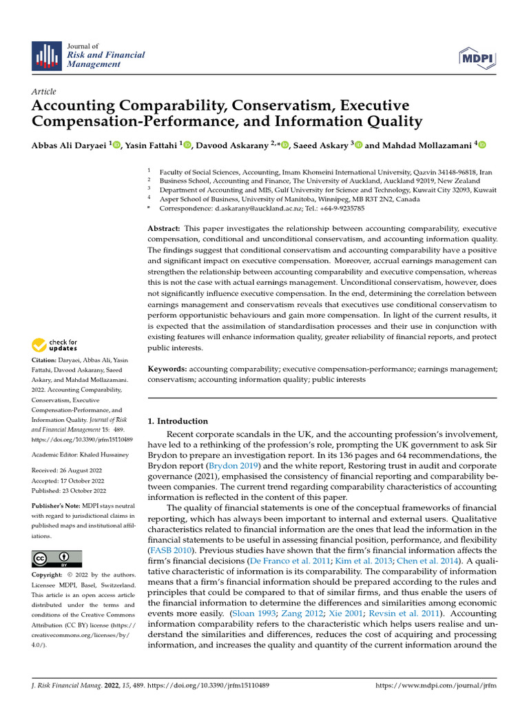 Accounting Comparability, Conservatism, Executive Compensation ...