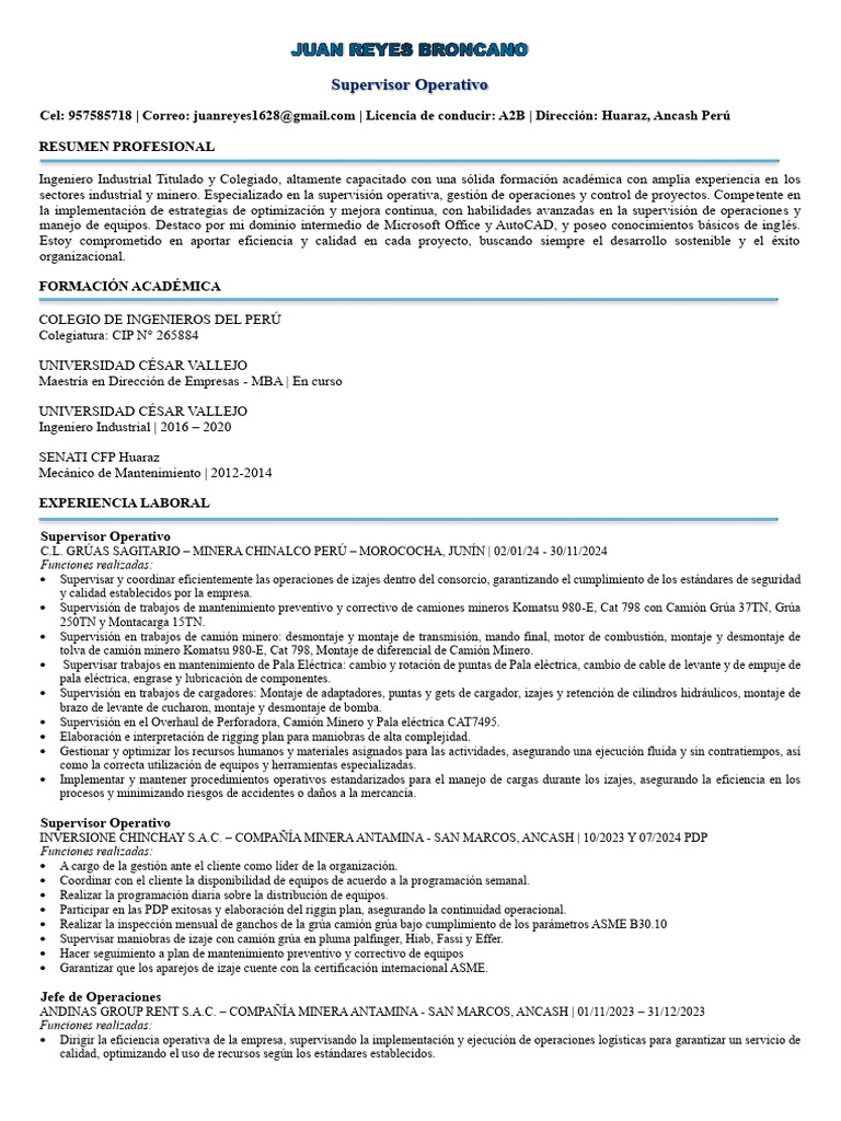 CV JRB (1) | PDF | Ingeniería | Gestión de proyectos