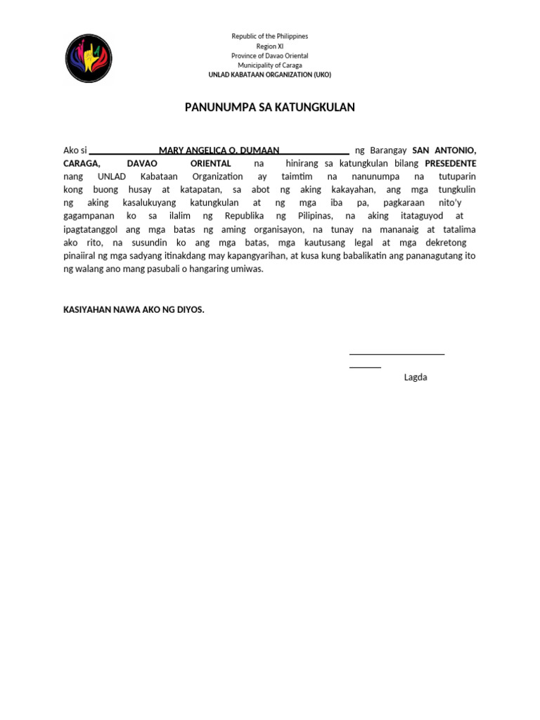 Panunumpa Sa Katungkulan | PDF