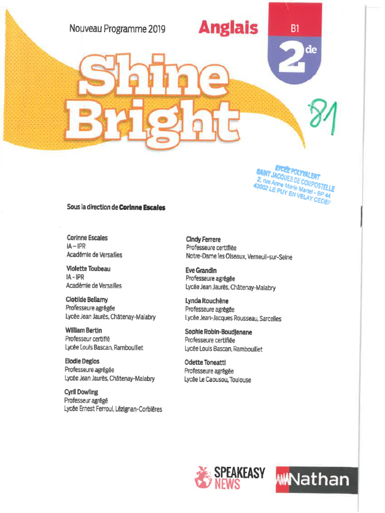 Anglais Seconde | PDF