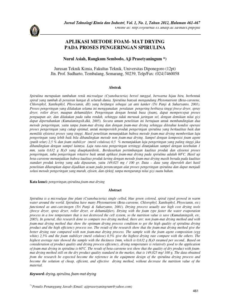 ID Aplikasi Metode Foam Mat Drying Pada Pro | PDF
