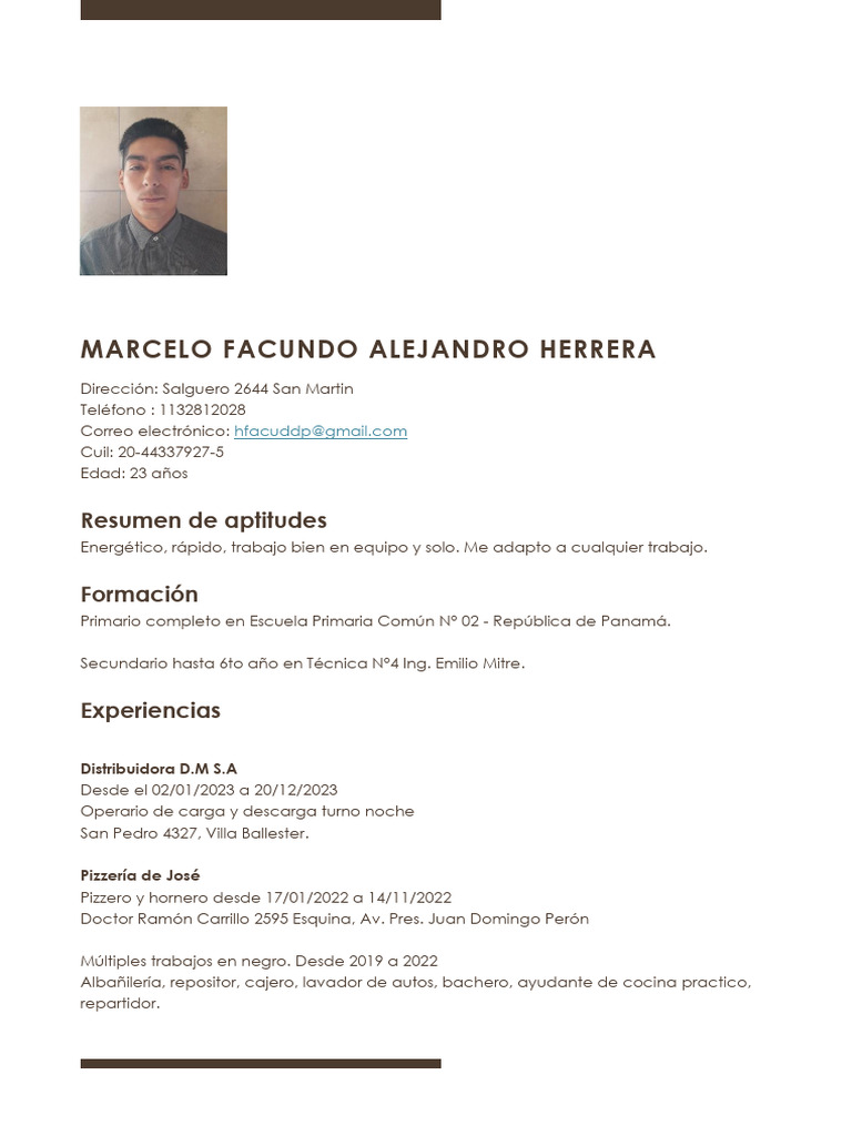 Facundo Herrera Cv. | PDF