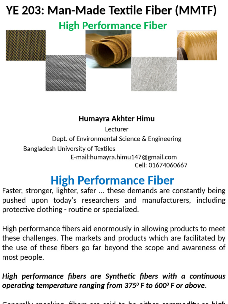 High Performance Textile Fibers Overview | PDF | Fibers | Materials