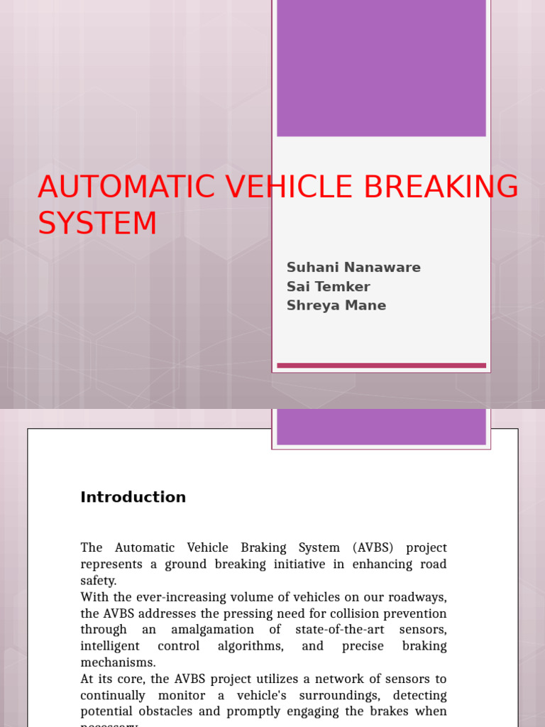 Automatic Vehicle Breaking System | PDF | Brake | Vehicles