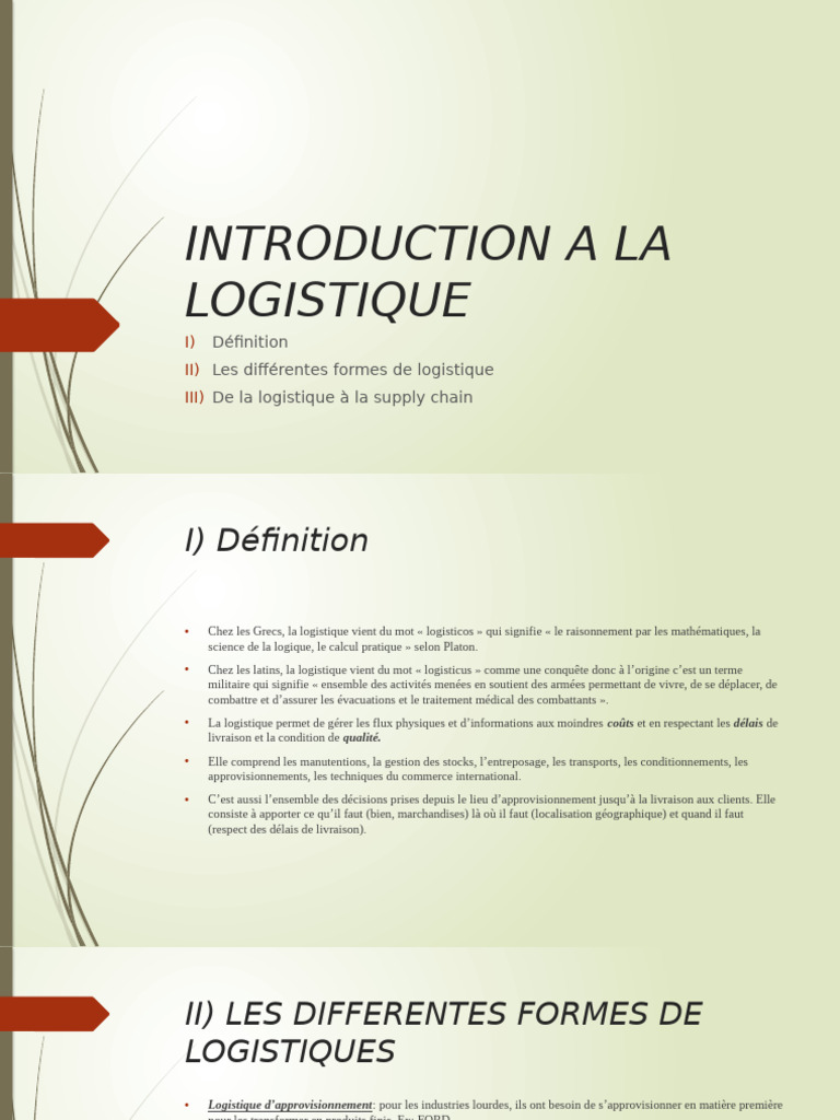 Introduction à la logistique Claire | PDF | Logistique | Gestion de la chaîne logistique
