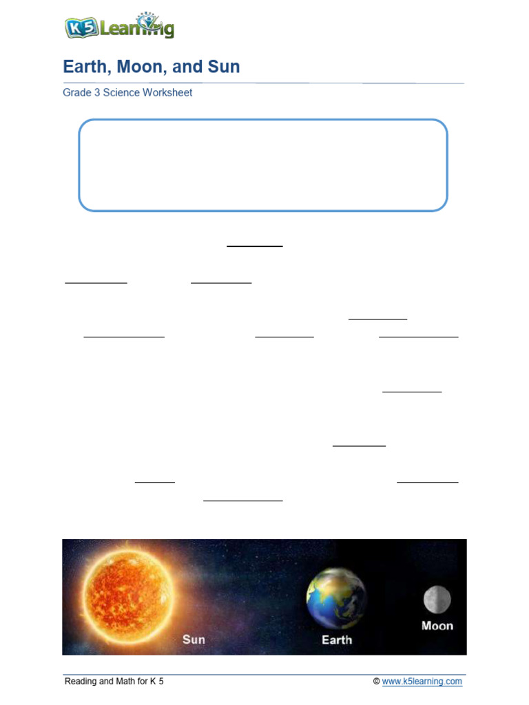 Earth, Moon, and Sun Worksheet | PDF