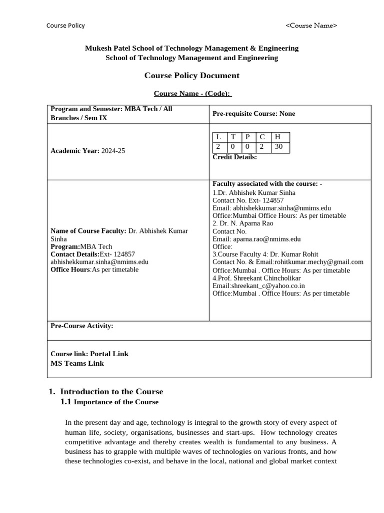Modified Course Policy - Template | PDF | Innovation | Plagiarism