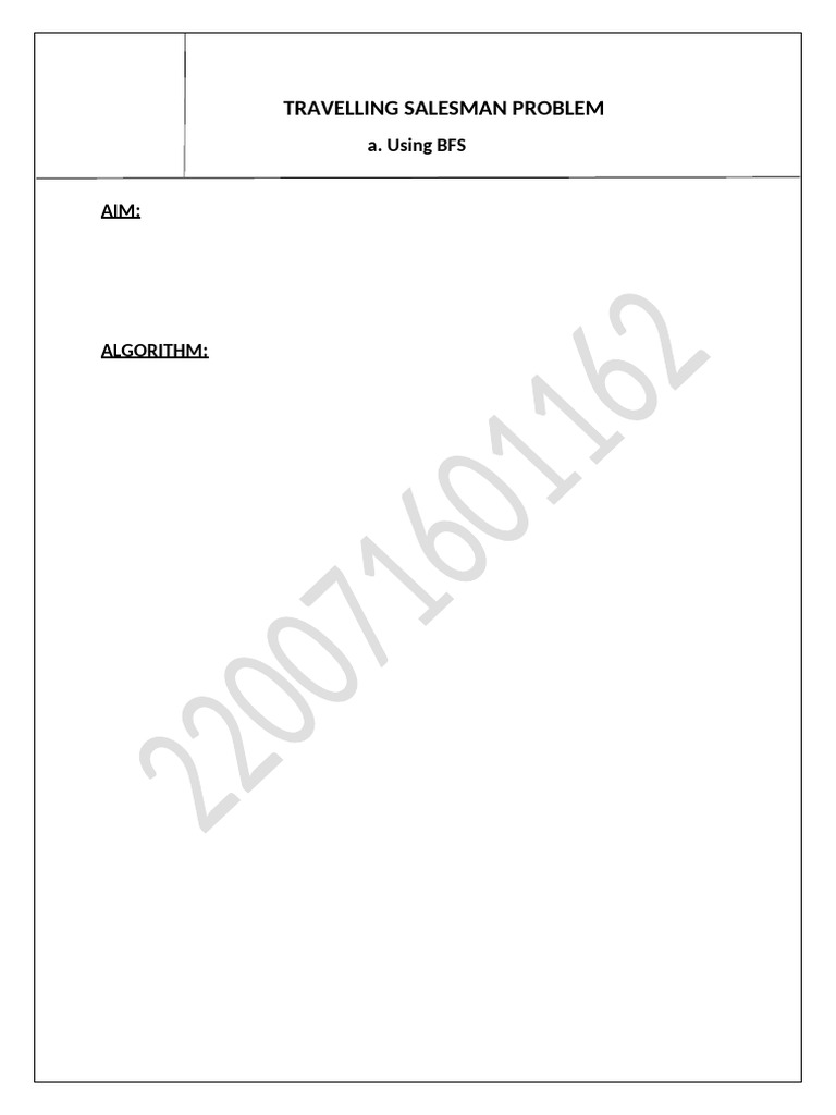 Tsp Using Bfs And Dfs Pdf Applied Mathematics Computer Programming