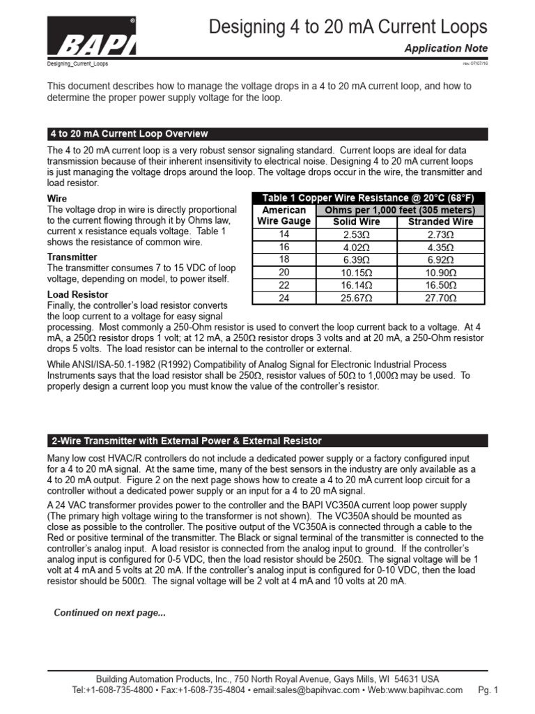 Designing 4-20 mA Current Loops Guide | PDF | Electrical Resistance And ...