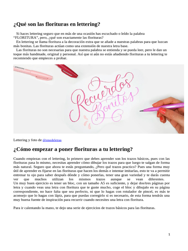 Florituras en Lettering: Guía Práctica | PDF | Color | Azul