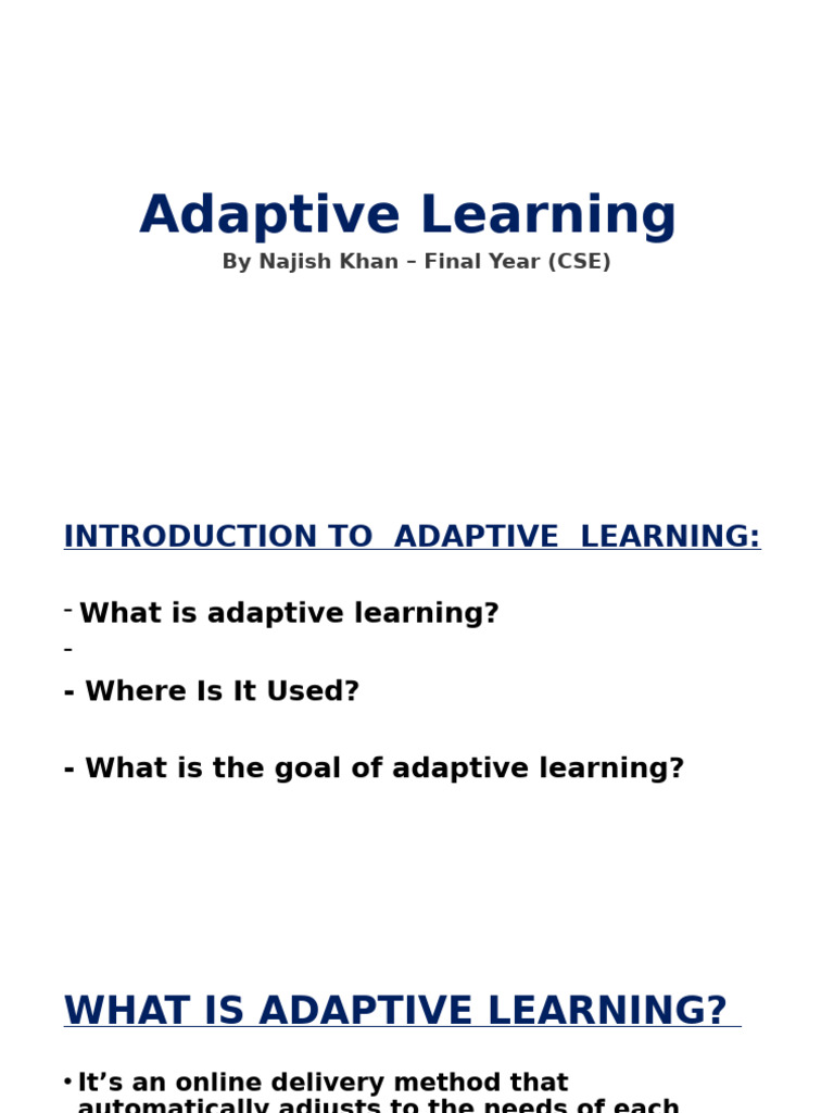 Adaptive Learning Explained | PDF