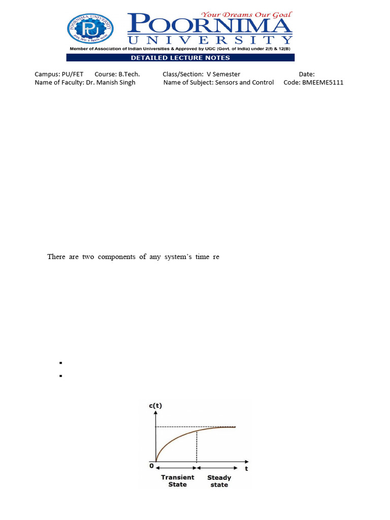 Unit-2 Time Response Analysis | PDF | Damping | Steady State