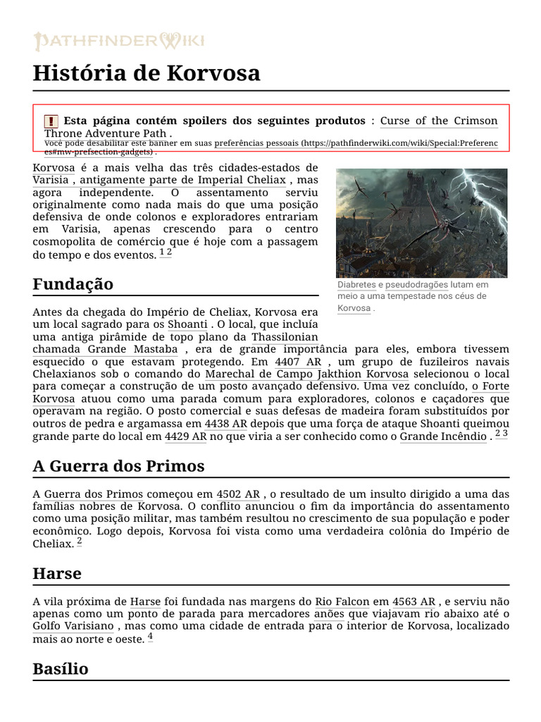 História de Korvosa - PathfnderWiki | PDF