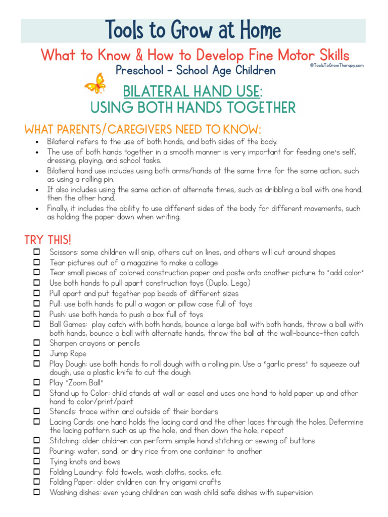 Tools To Grow at Home - Bilateral Hand Use | PDF
