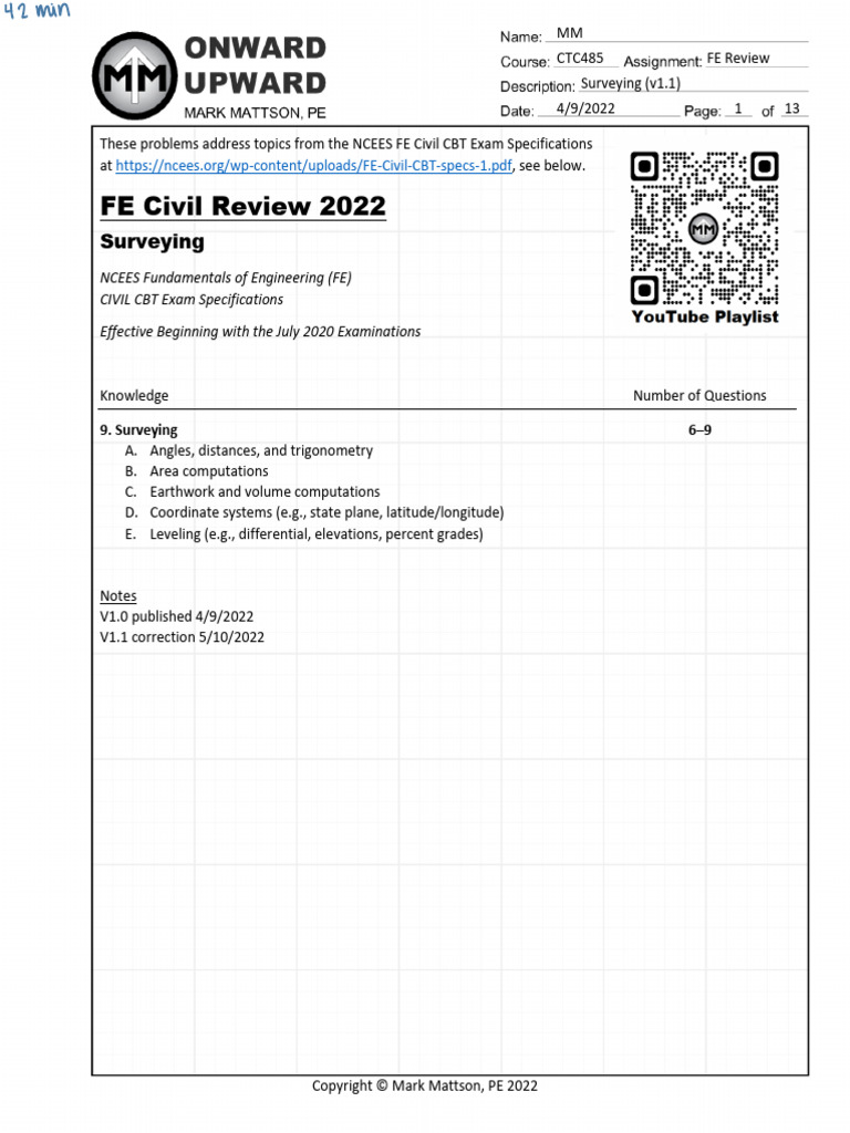 FE Surveying 2022 | PDF | Surveying | Latitude