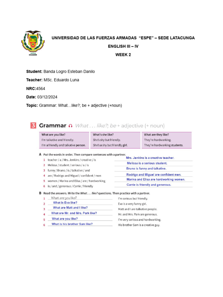 Grammar - WEEK 2 | PDF