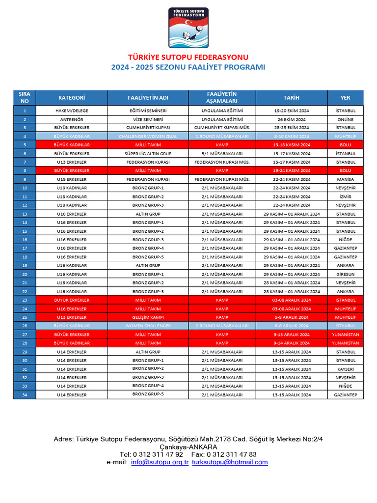 2024 2025 Faaliyet Programi Son2 3 2 | PDF