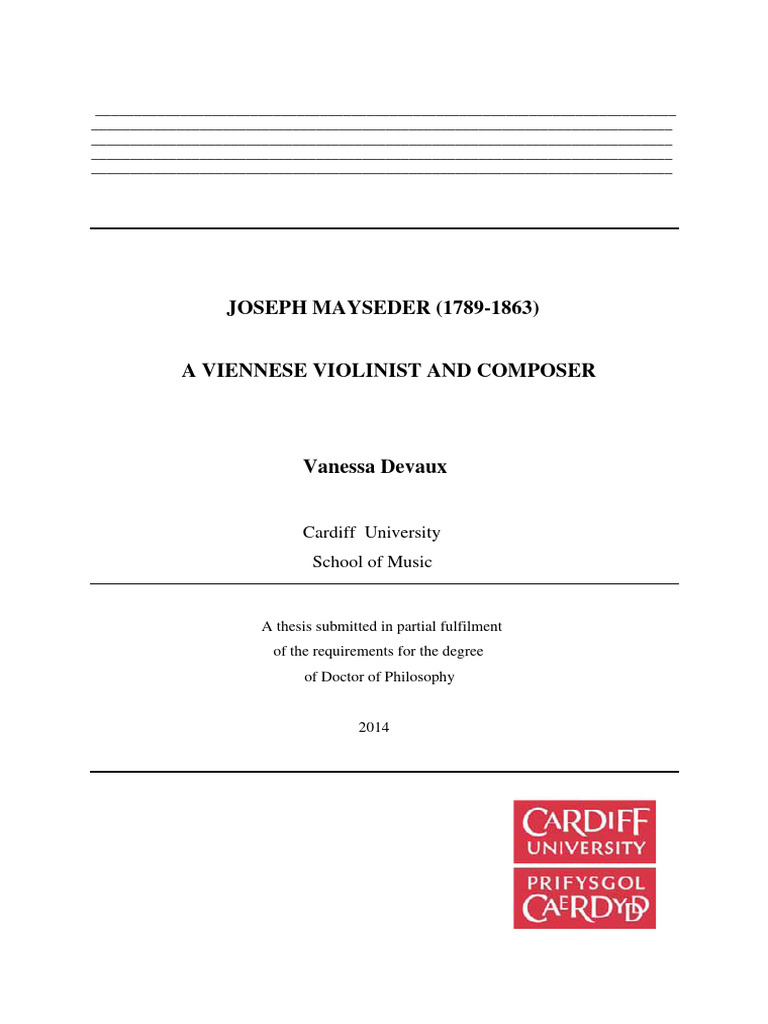 Vanessa Devaux Joseph Mayseder a Viennese Violinist and Composer | PDF ...