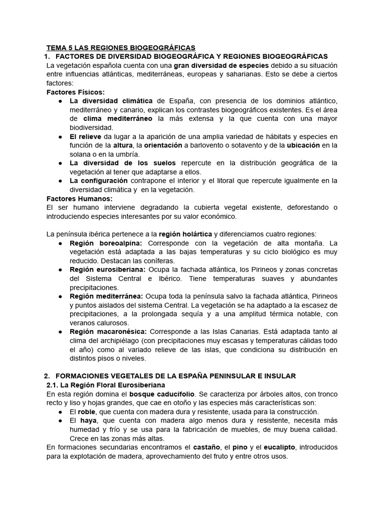 Tema 5 - Las Regiones Biogeográficas | PDF | Clima | mar Mediterráneo