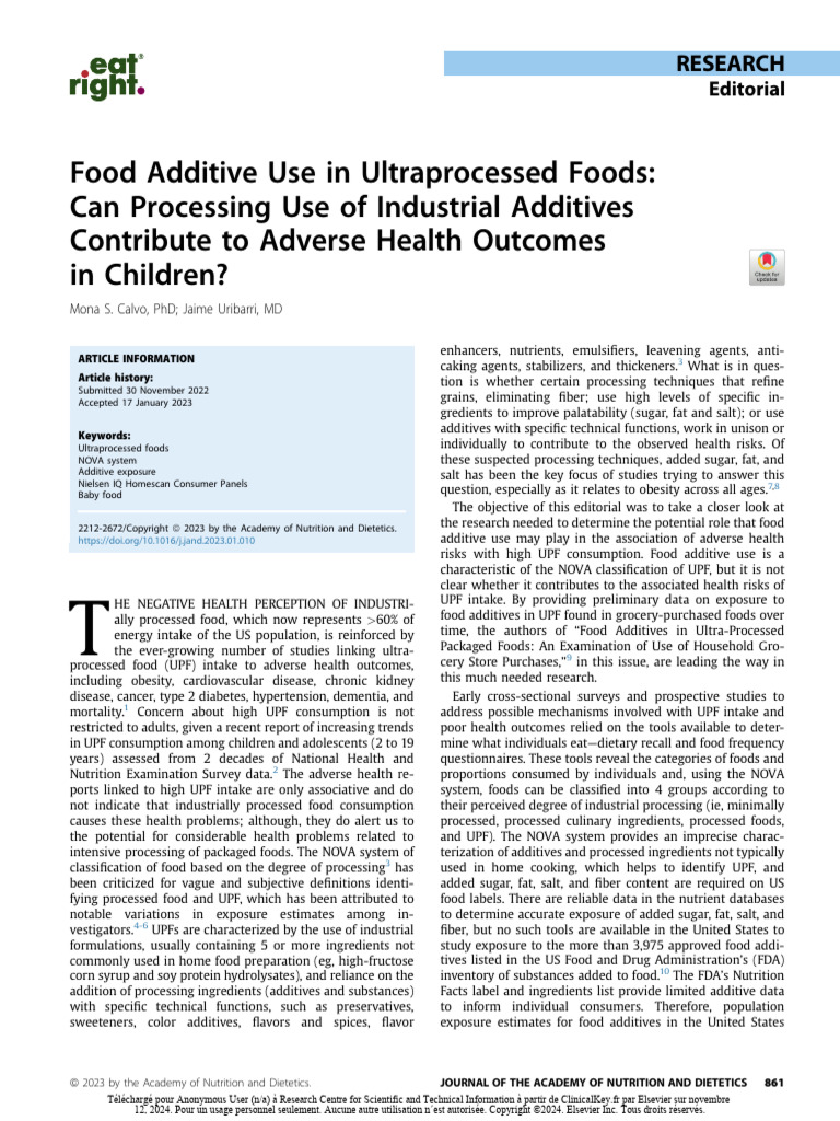Food Additive Use in Ultraprocessed Foods DONE | PDF | Nutrition | Diet ...