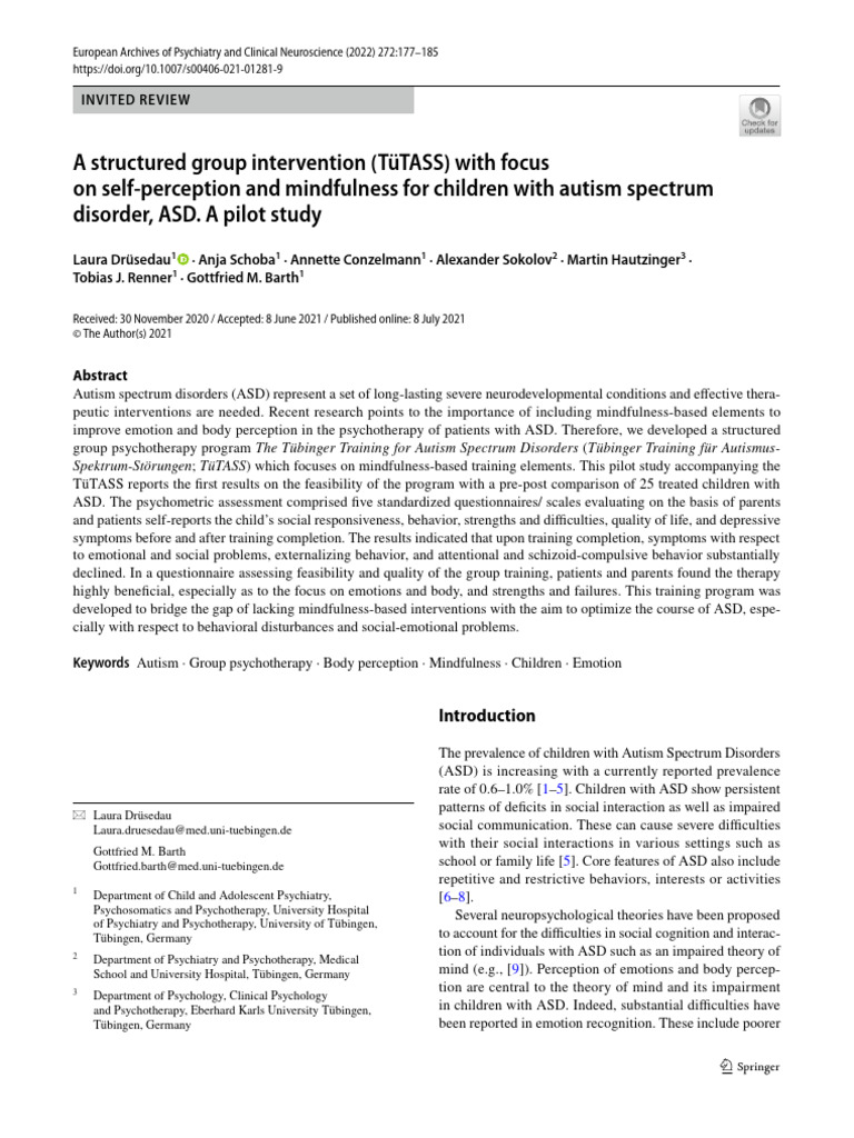 A Structured Group Interventio | PDF | Autism Spectrum | Psychotherapy