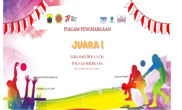 PIAGAM JUARA I BOLA VOLI | PDF