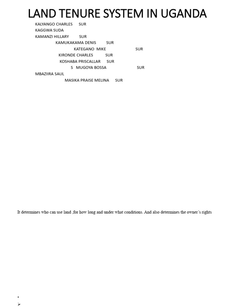 Land Tenure System in Uganda | PDF | Leasehold Estate | Lease