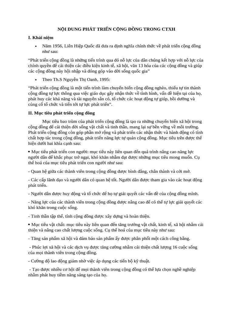 Nội Dung Phát Triển Cộng Đồng Trong Ctxh | PDF