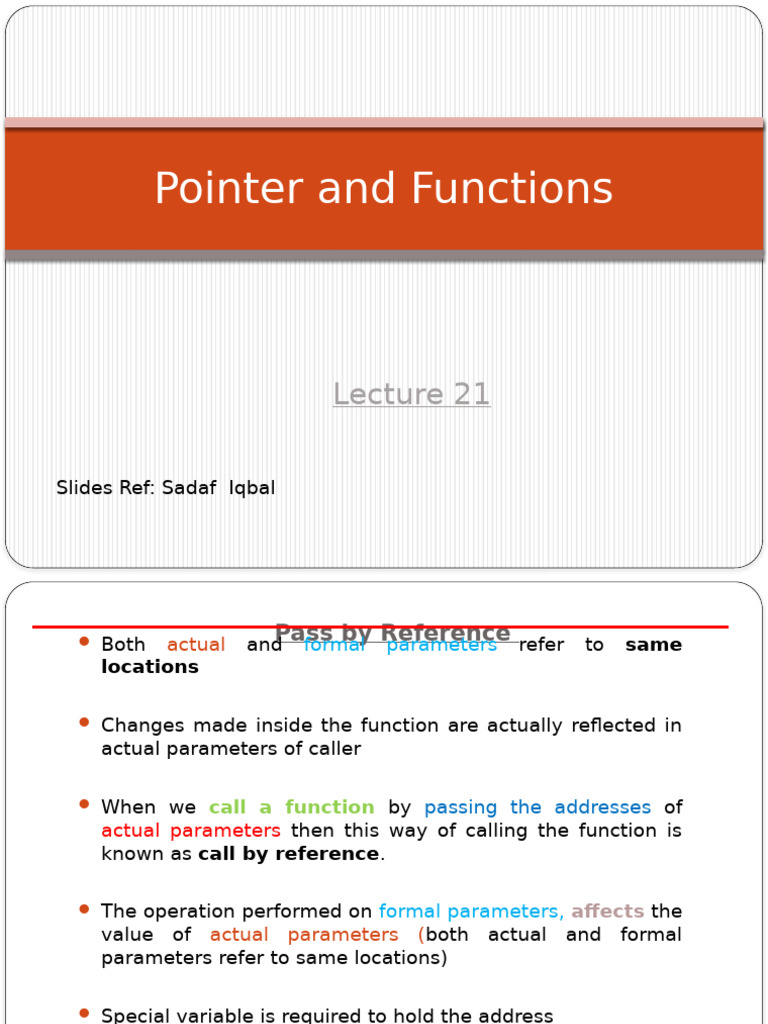 Lec 21 Pointers in C | PDF | Parameter (Computer Programming) | Pointer (Computer Programming)