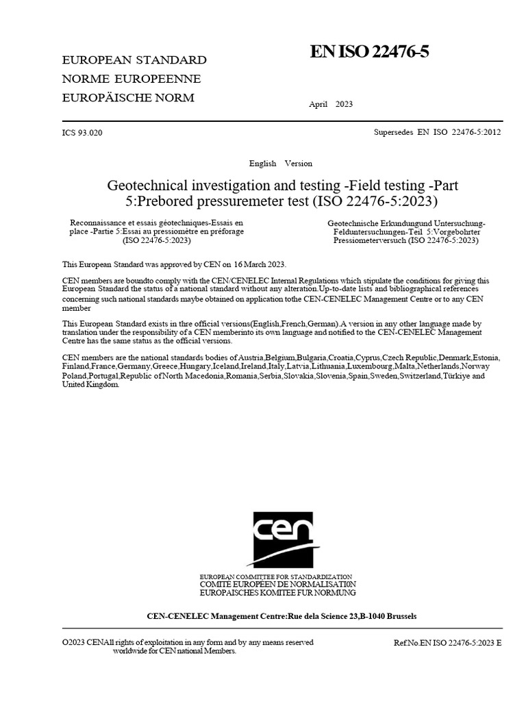 EN ISO 22476-5-2023 | PDF | Pressure Measurement | International ...