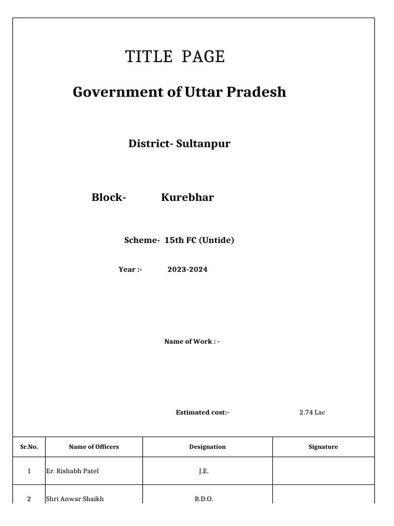 Title Page: Government of Uttar Pradesh | PDF | Brick | Mortar (Masonry)
