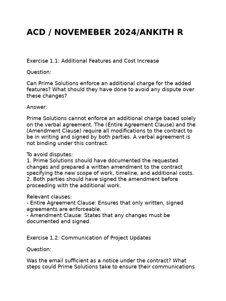 Acd - Novemeber 2024-Ankith R | PDF | Arbitration | Damages